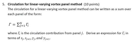 Circulation For Linear Varying Vortex Panel Method Chegg