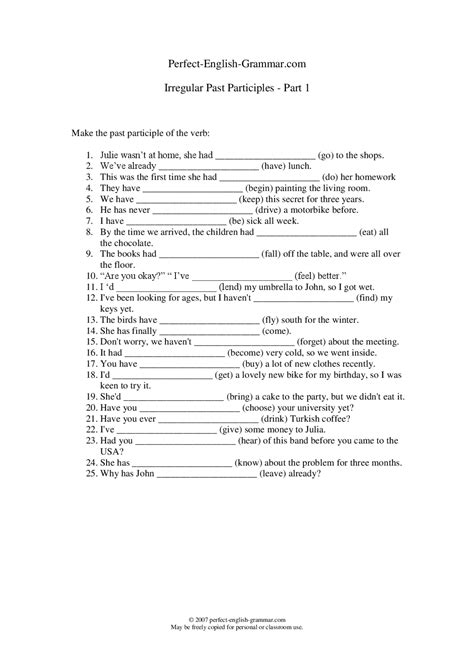 Irregular Verbs Practice Docsity