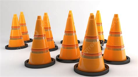 3d Render Of Traffic Cones On White Background With Construction In
