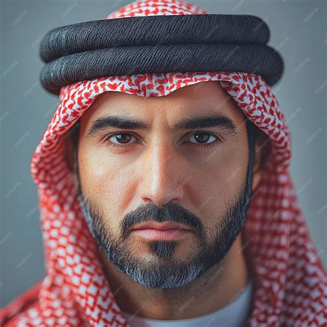 Portrait Of Confident Emirati Businessman Wearing Traditional Keffiyeh And Ghutra Premium Ai