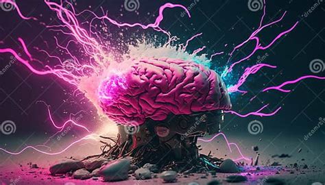 Fantasy Art Illustration Of A Human Brain Exploding With Knowledge And Creativity Ai Generative