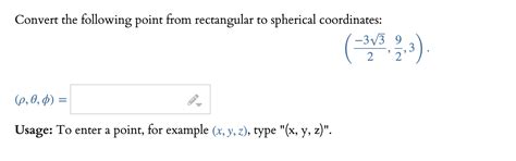 Solved Convert The Following Point From Rectangular To Chegg