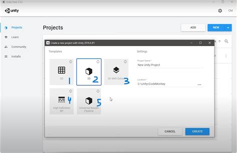 How Create Your First Unity Project Which One You Should Select 3d Or 2d From Where You Should