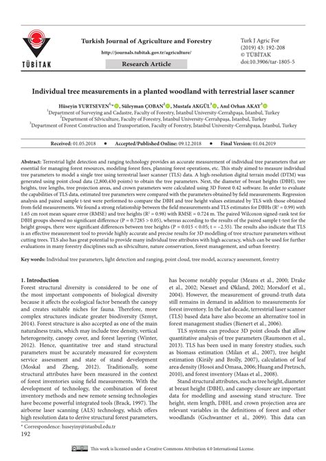 Pdf Individual Tree Measurements In A Planted Woodland With