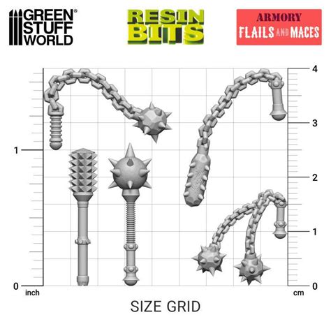 3d Printed Set Flails And Maces Green Stuff World Snydepels