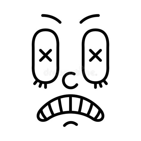 Retro Cartoon Mascot Face With Dead Eyes And Mouth Vector Illustration Stock Vector