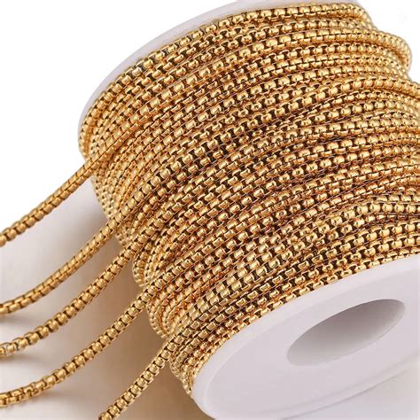 2m 너비 2mm 스테인레스 스틸 골드 박스 체인 Diy 목걸이 팔찌 수제 보석 만들기 용품 대량 도매 제비보석 재료 And 부속품 Aliexpress