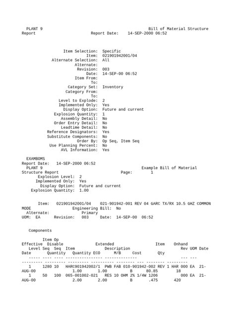 Parser Bom Example Pdf Production And Manufacturing Secondary
