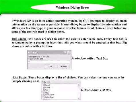 Windows Dialog Boxes R D Sivakumar PPT