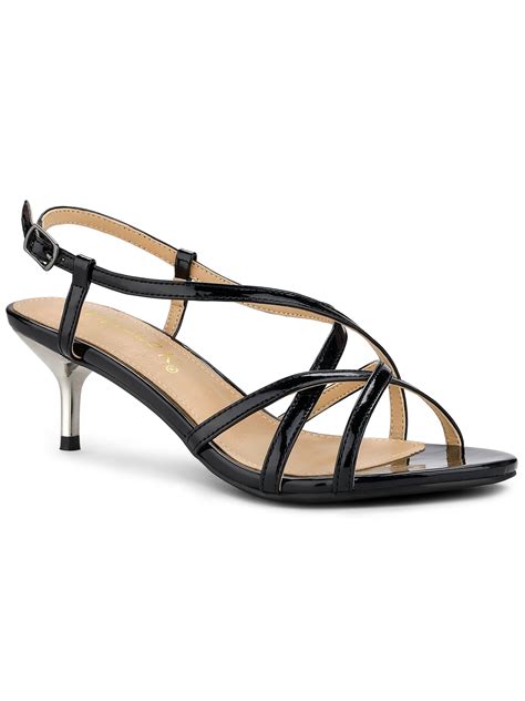 Blissful Step Womens Slingback Strappy Stiletto Heels Sandals Black 6