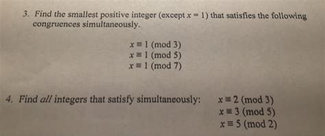 Solved Homework On Linear Congruences And The Chinese
