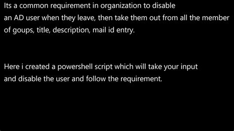 How To Disable An Ad User Powershell Automation Youtube