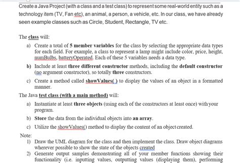 Solved Create A Java Project With A Class And A Test Class Chegg