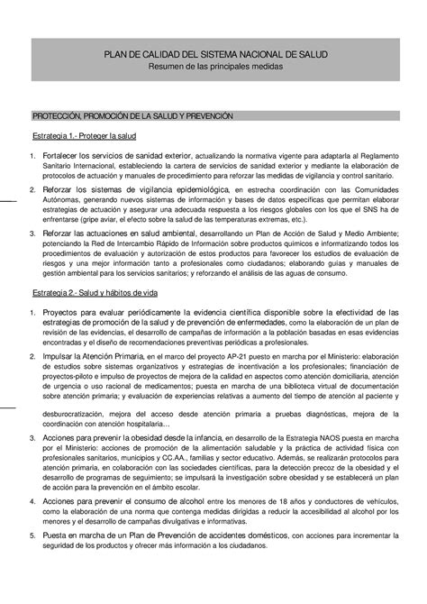 Tema 5 2223 Plan De Calidad Del Sistema Nacional De Salud Resumen