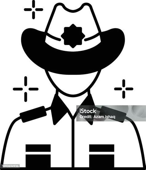 법 집행 요원 벡터 라인 아이콘 디자인 미국 문화와 전통 기호 미국 사회 기호 미국 예술 및 문학 스톡 일러스트레이션 미국 보안관 개념 Marshall Michigan에