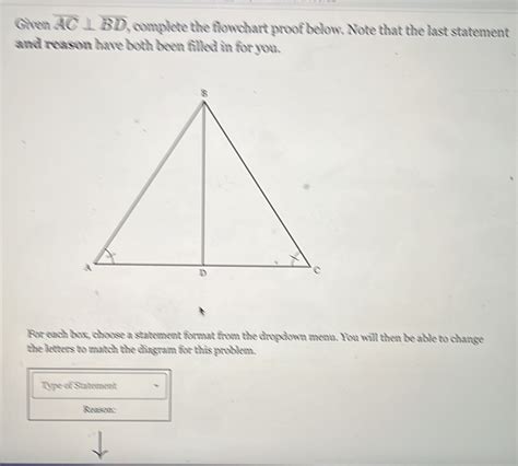 Solved Given Overline Ac⊥ Overline Bd Complete The Flowchart Proof Below Note That The Last