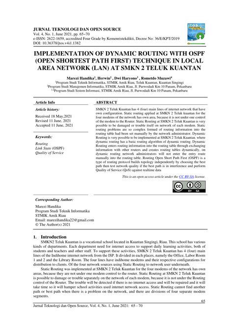 Pdf Implementation Of Dynamic Routing With Ospf Open Shortest Path