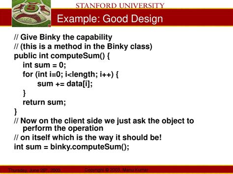 Cs193j Programming In Java Summer Quarter 2003 Lecture 2 Oopjava