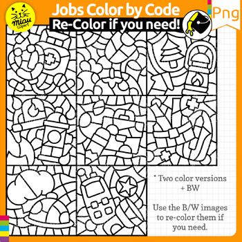 Jobs And Occupations Color By Code Clipart Careers Color By Number By Word