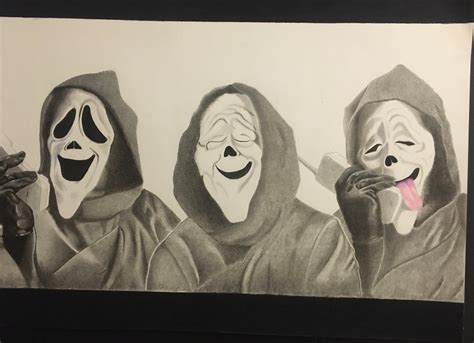Scream Mask Scary Movie Drawing X Original Charcoal Etsy