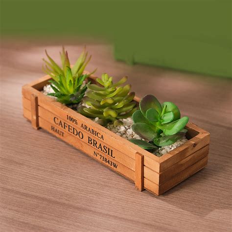 1pcs Wood Planter Box Rectangle Succulent Plant Pot Storage Box