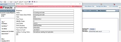 introduction of online pan verification functionality in finacle cbs system