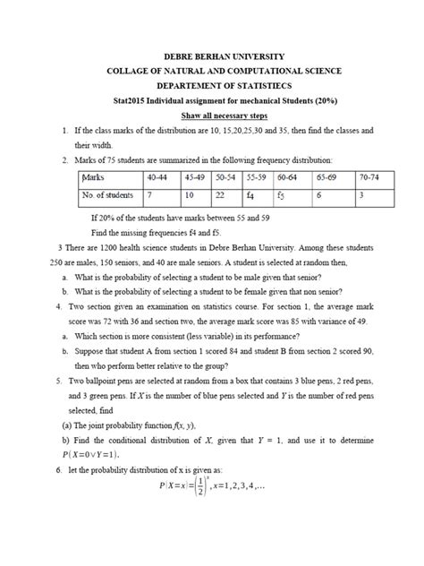 Probability Assignment Pdf Probability Distribution Probability