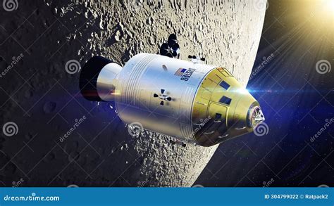 Nasa Apollo Command And Service Module Spacecraft Orbiting The Moon Stock Illustration