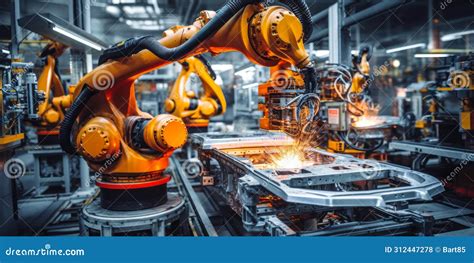 Precision Robotics Automated Arms In Car Manufacturing Stock Illustration Illustration Of
