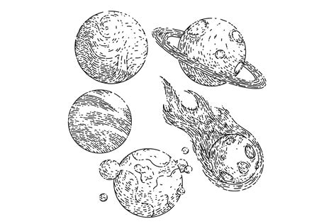 Planet Space Set Sketch Hand Drawn Graphic By Pikepicture Creative