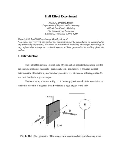 Pdf Hall Effect Experiment
