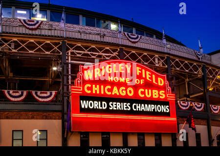 Wrigley Field Sign Announcing The Chicago Cubs As World Series
