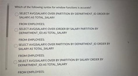 Solved What Sql Keyword Can Be Used In Order To Show A Small
