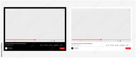 Youtube Multimedia Player Window Template Youtube Video Template Vector Set Isolated Youtube