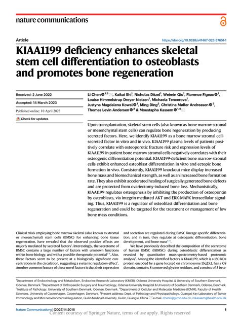Pdf Kiaa1199 Deficiency Enhances Skeletal Stem Cell Differentiation To Osteoblasts And