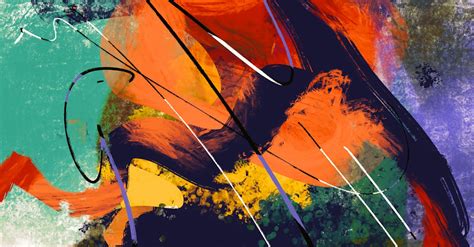 계층화 된 관념적인 그림 그림 물감 노란색 녹색 다채로운 대담한 대담한 스트로크 동적 구성 동적 라인 디자인 붓놀림 블루 비주얼 빨간 색깔