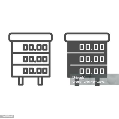 가솔린 연료 가격 라인 과 고체 아이콘 석유 산업 개념 흰색 배경에 가스 가격 보드 벡터 기호 모바일 개념 및 웹 디자인을위한 개요 스타일 아이콘과 간판 벡터 그래픽 0명에