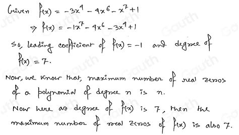 Solved Find The Degree Leading Coefficients And The Maximum Number