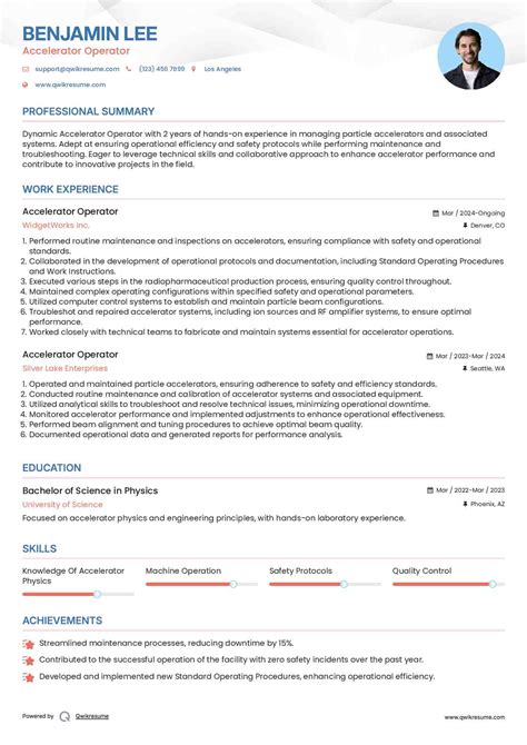 10 Accelerator Operator Resume Samples And Templates For 2025