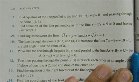 7 Find Equation Of The Line Parallel To The Line 3x−4y 2 0 And Passing T