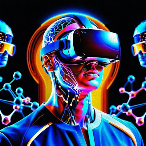 Art Poster Virtual Reality Artificial Intelligence Neural Network Stock Illustration