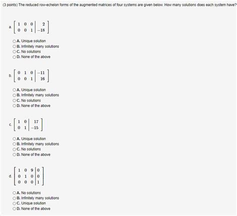 solved 3 points the reduced row echelon forms of the