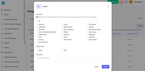 Generating Viewing And Exporting People Report OnePassport