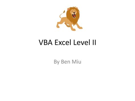 Vba Excel Level 2 Pptx Programming Languages Computing