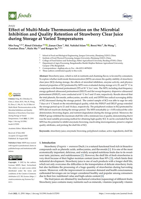 Pdf Effect Of Multi Mode Thermosonication On The Microbial Inhibition