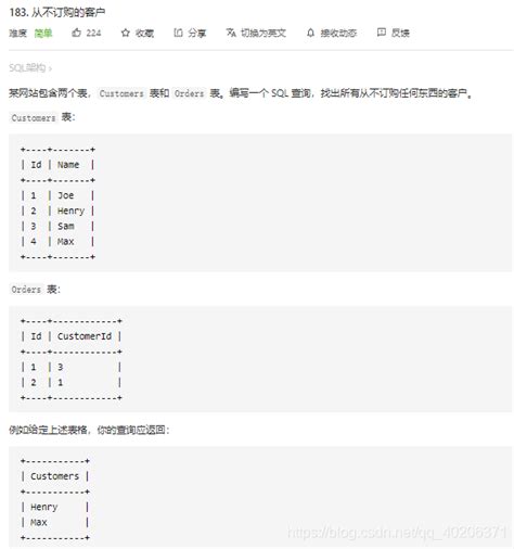 文巾解题 183 从不订购的客户 Csdn博客