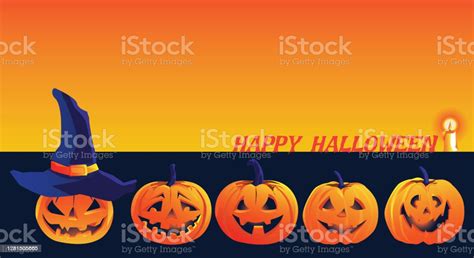 할로윈 보름달 배너 마녀 유령의 집 호박 패치 그리고 Batshappy 할로윈 보라색 배너 트릭 또는 보름달 벡터 일러스트 플랫 디자인으로 치료 10월에 대한 스톡 벡터