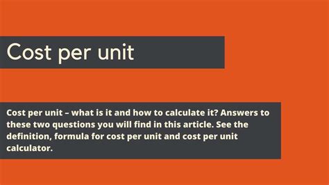 Cost Per Unit Calculator