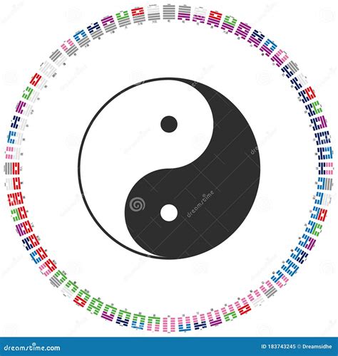 Yin And Yang Symbol With Diagram Of I Ching Hexagrams Stock Vector Illustration Of Cosmology