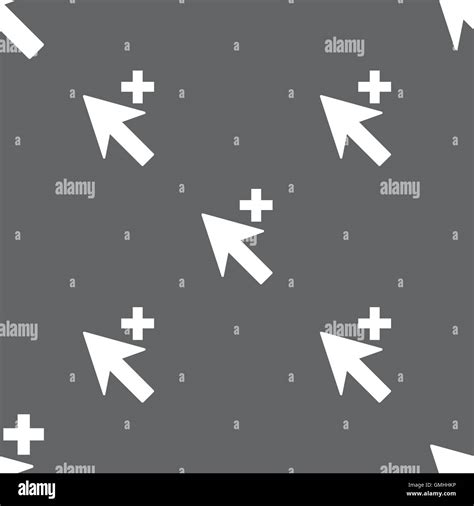 Cursor Arrow Plus Add Icon Sign Seamless Pattern On A Gray Background Vector Stock Vector